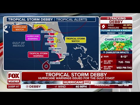 Tropical Storm Debby Expected To Become A Hurricane Before Florida Landfall