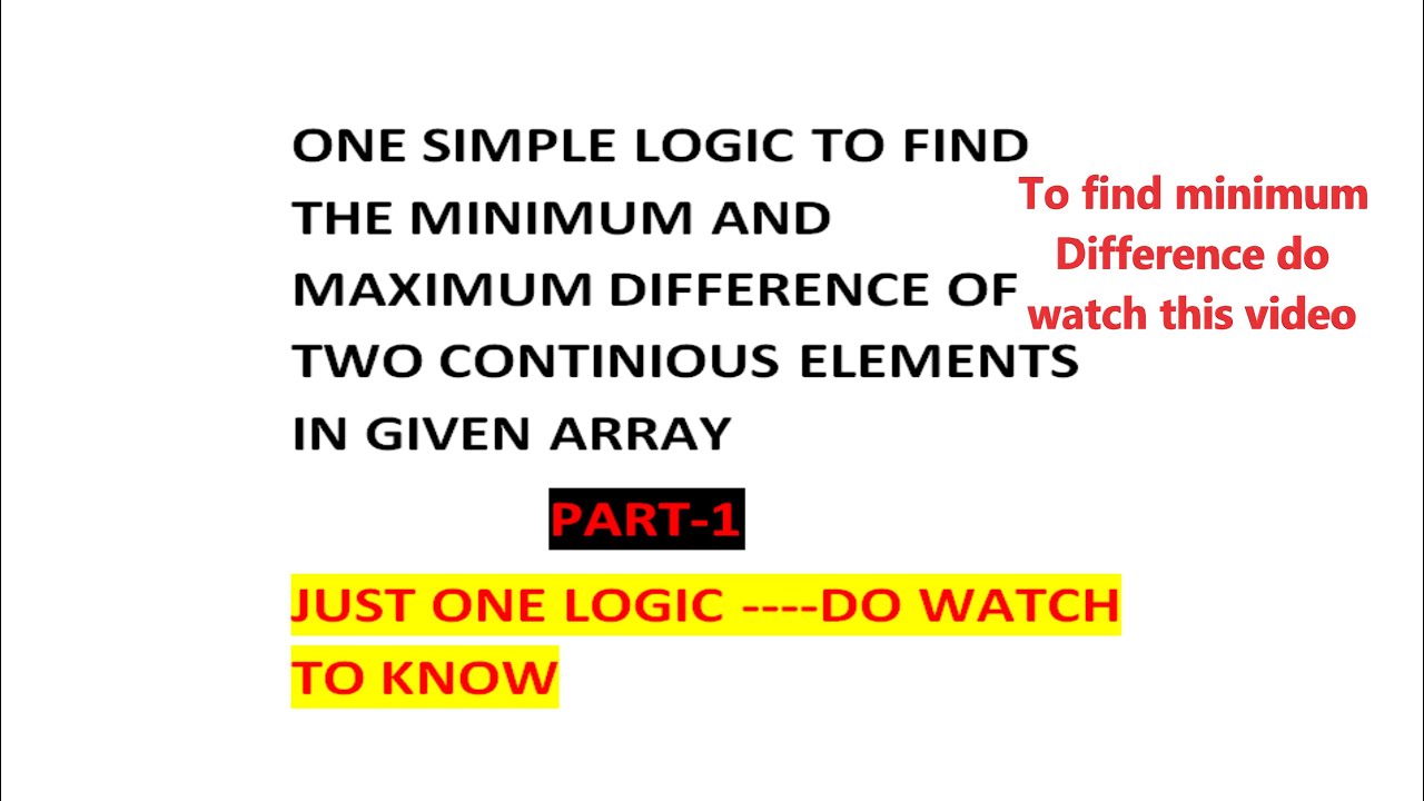 How To Find The Minimum Difference Between Two Elements Of Array In Java
