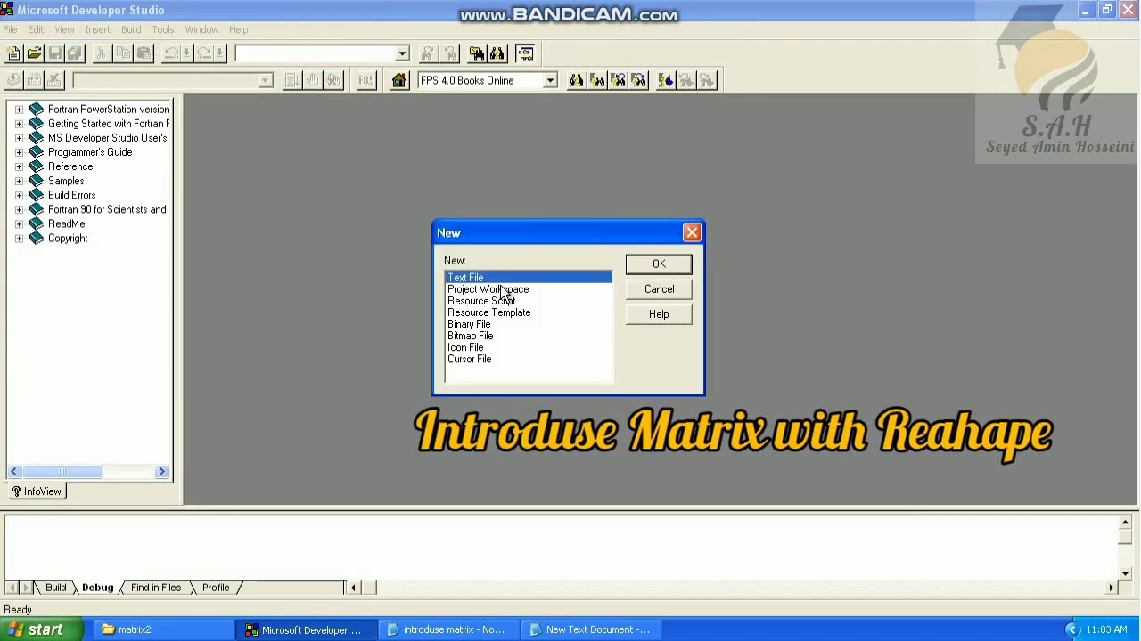Fortran 90 program... Command: Reshape