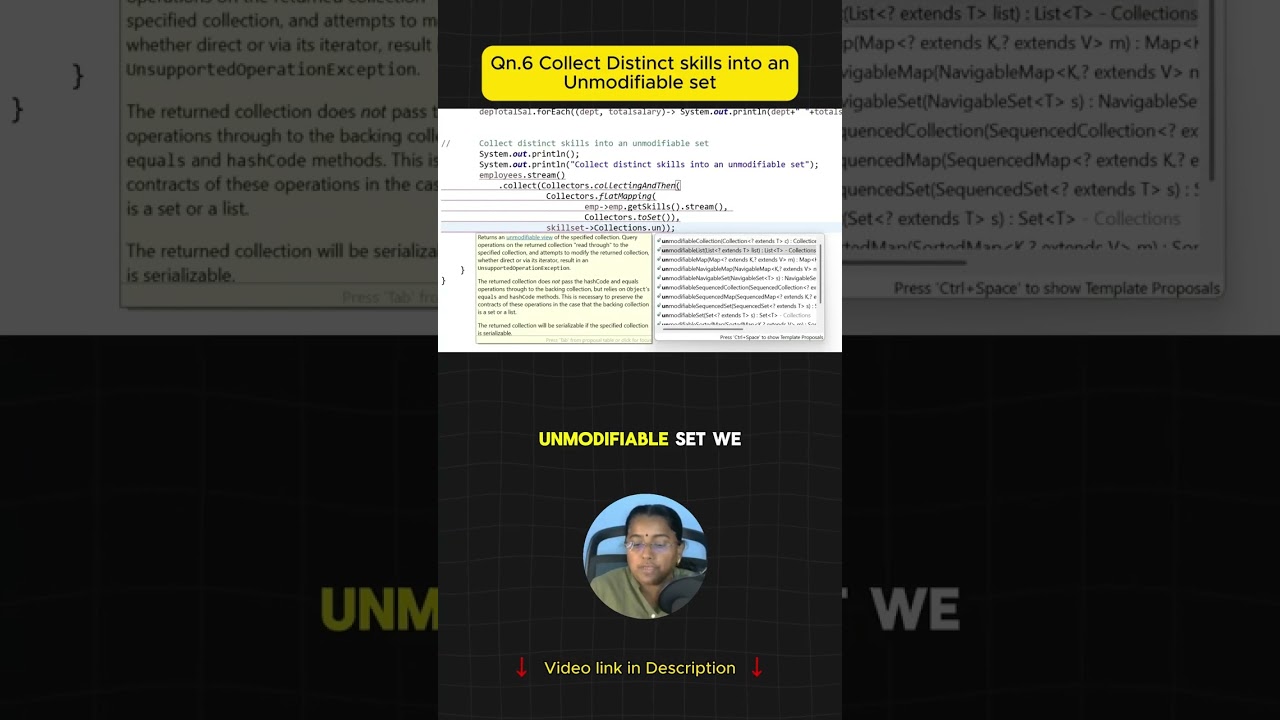 Distinct Skills + Unmodifiable Set + collectingAndThen 🚀 | Advanced Streams Trick