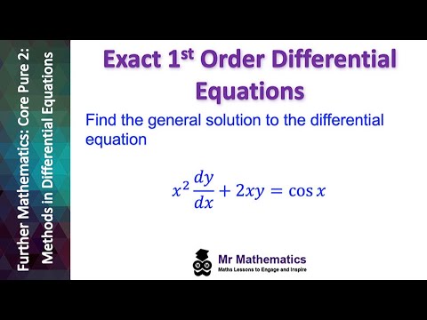Solving Exact First Order Differential Equations | Mr Mathematics