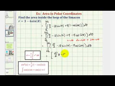 Ex: Find the Area of a Inner Loop of a Limacon (Area Bounded by Polar ...