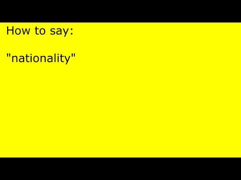 How to pronounce nationality