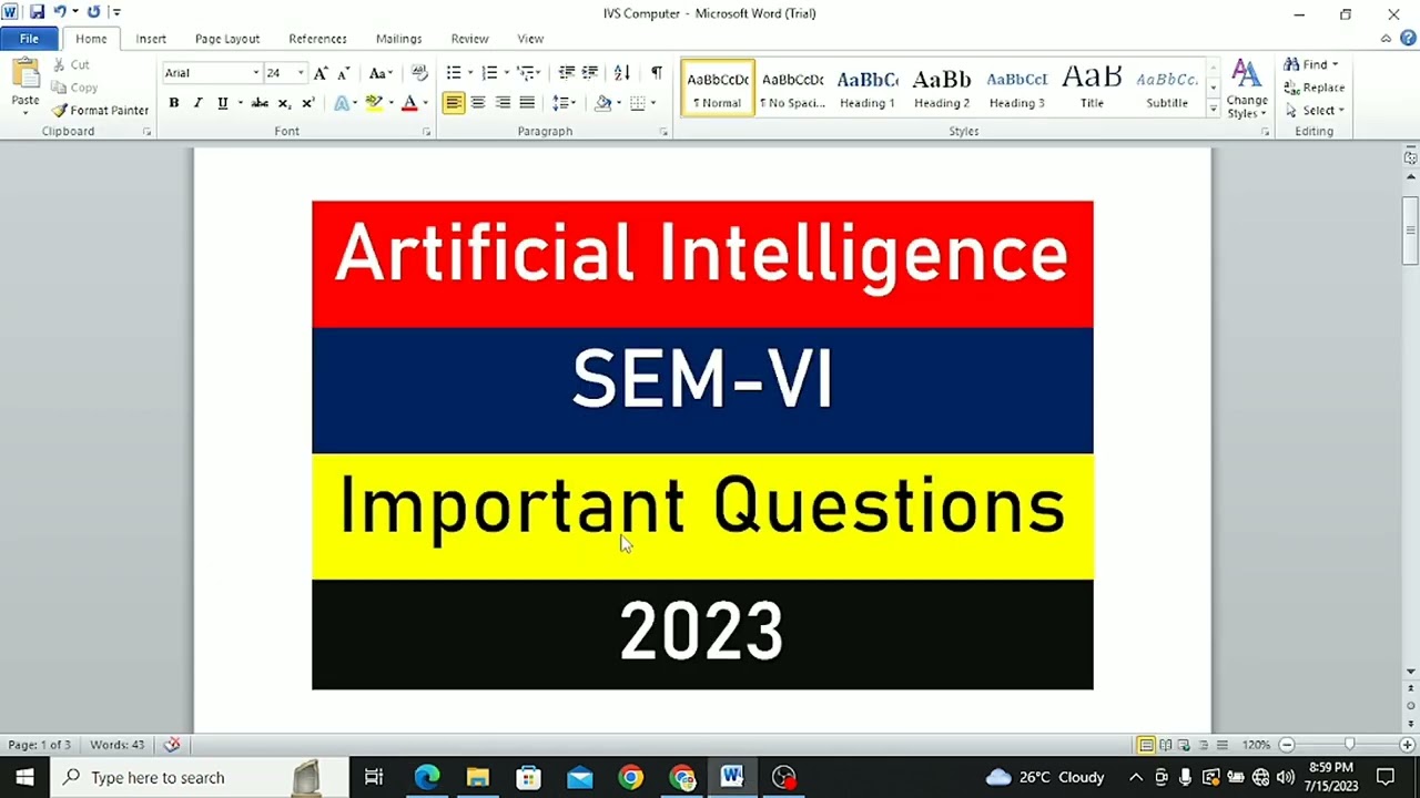 BCA important questions sem 6 | Artificial intelligence |  2023