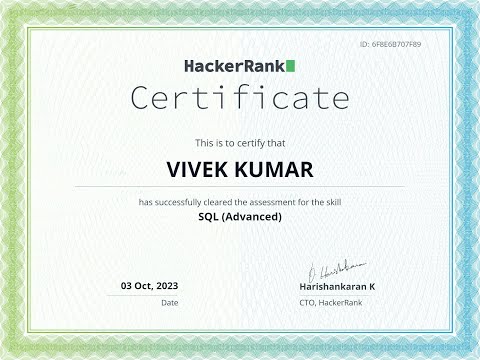 SQL Advance Certification on Hacker rank | Earn Free Certifications #hackerrank