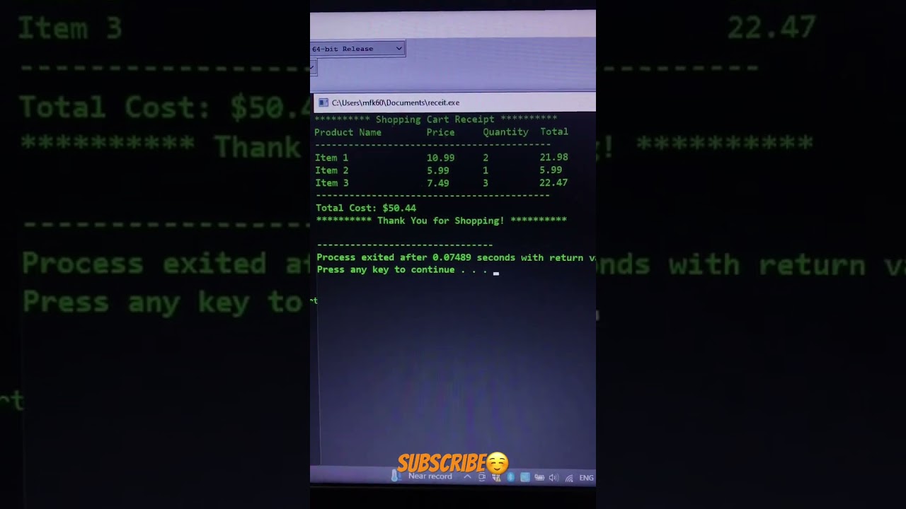 shopping receipt IDE dev c++ #cppprogramming