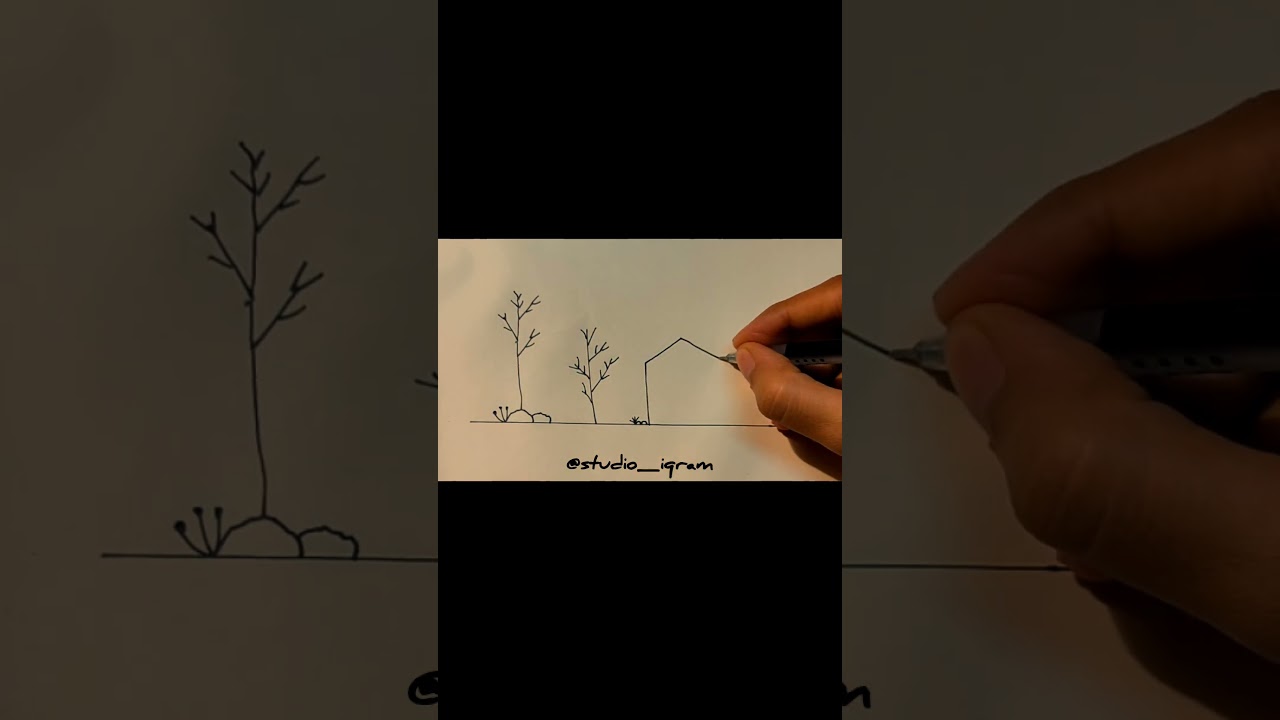 speed art: vector drawing of a house in a forest🏠🌳🏕️✏️🔥#shorts #drawing