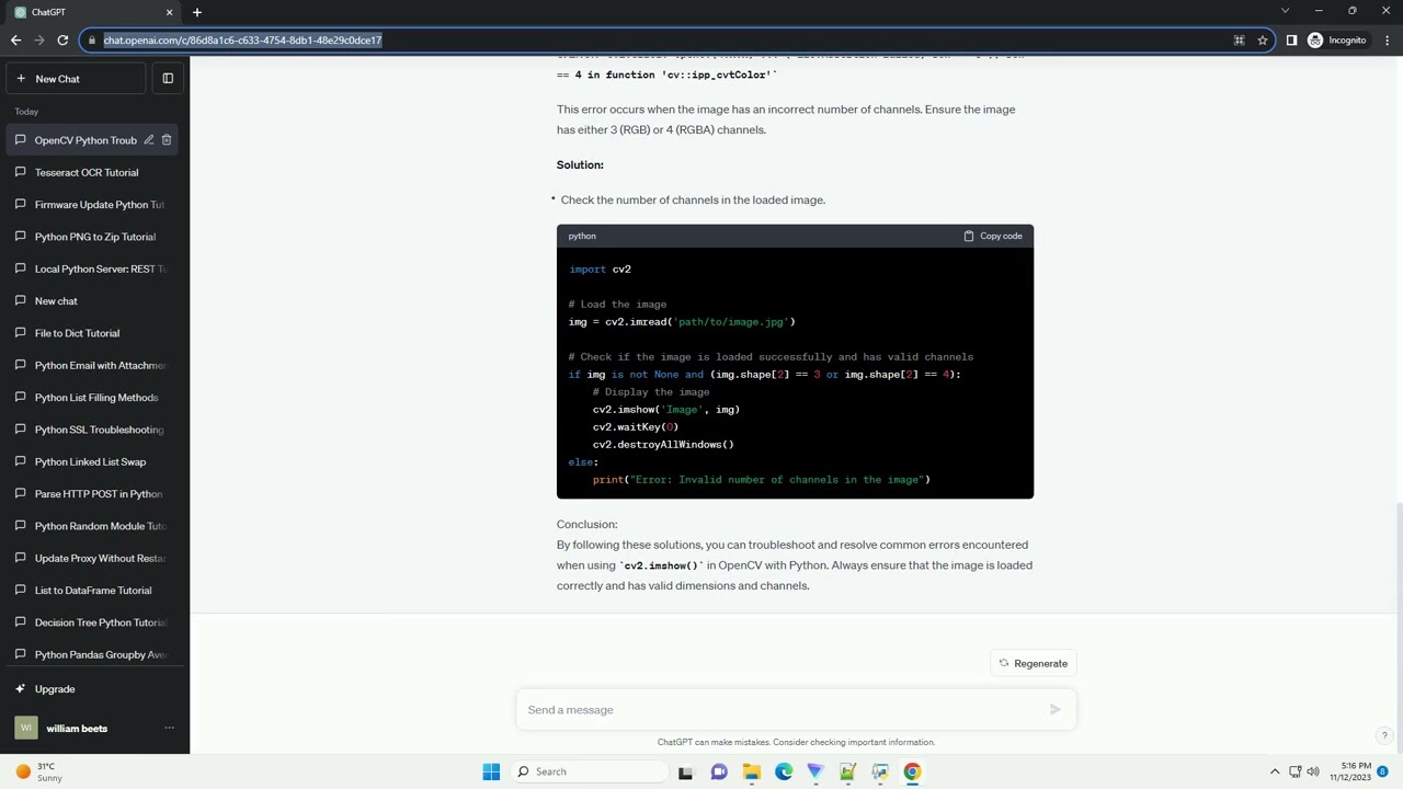 OpenCV python get error when use imshow