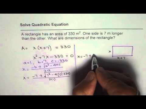 Length of Rectangle is 7 more Find Dimensions for Area 330