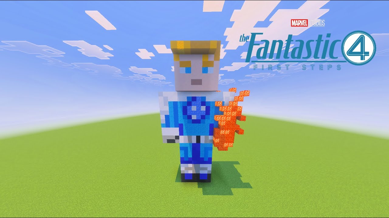 How to Build The Human Torch From The Fantastic 4 | Minecraft Statue Tutorial
