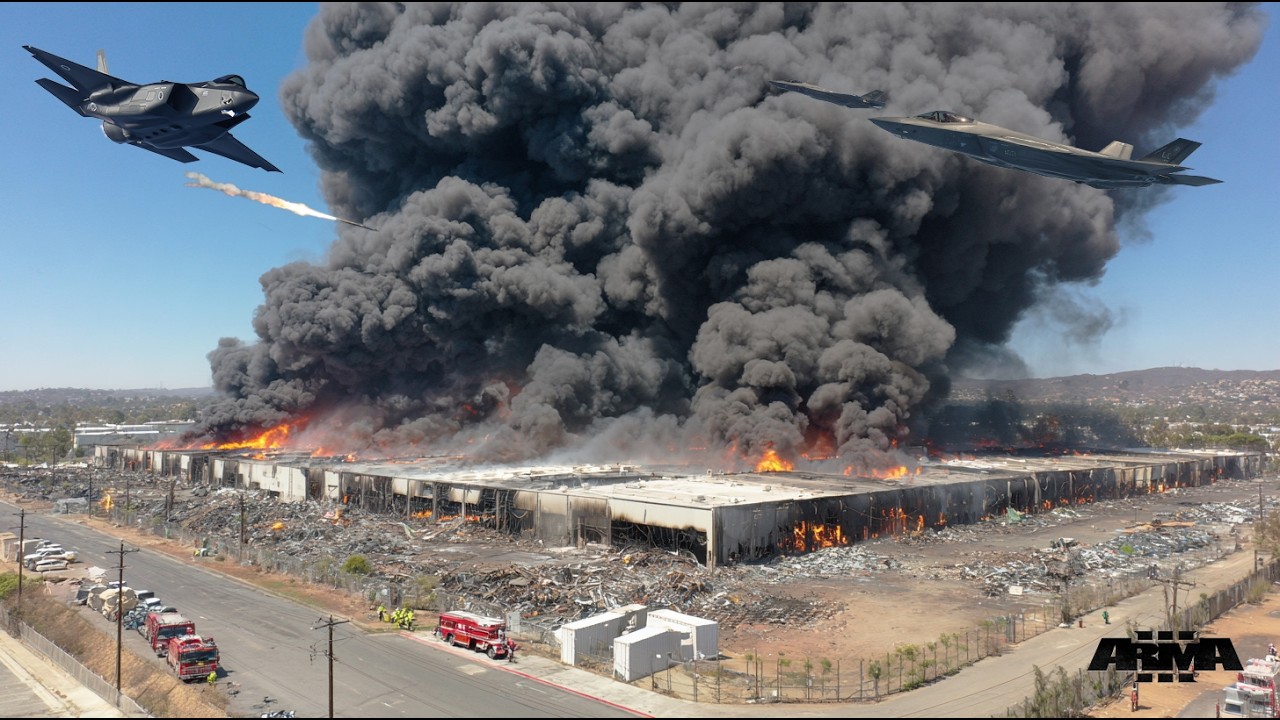 13 minutes ago! Five US F-35 fighter jets dropped 9 tons of bombs on an ammunition depot.