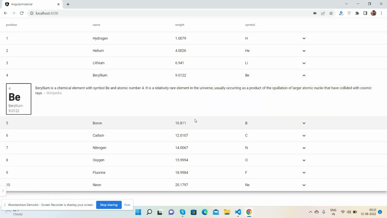 Angular 14 Material Table with Row Expand and Collapse Functionality Demo