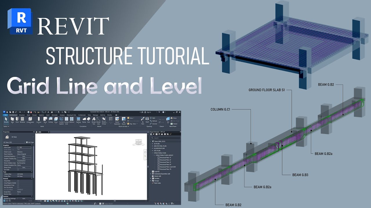 Revit Structure  Grid Line and Level ep1