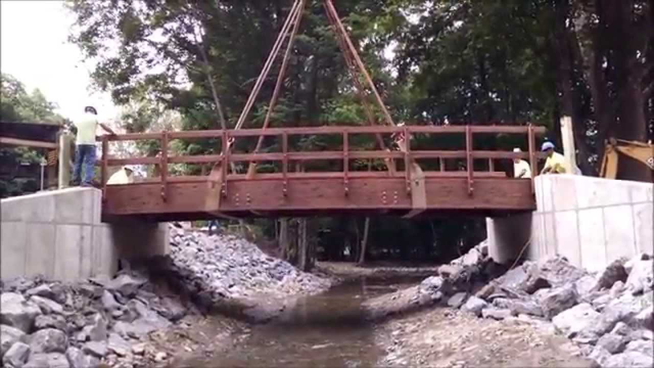 Installing A Glulam Pedestrian Bridge
