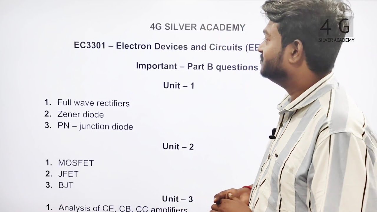 Electron devices and Circuits EC3301 Important Questions Sem 3 Feb 2024 Anna University Exam