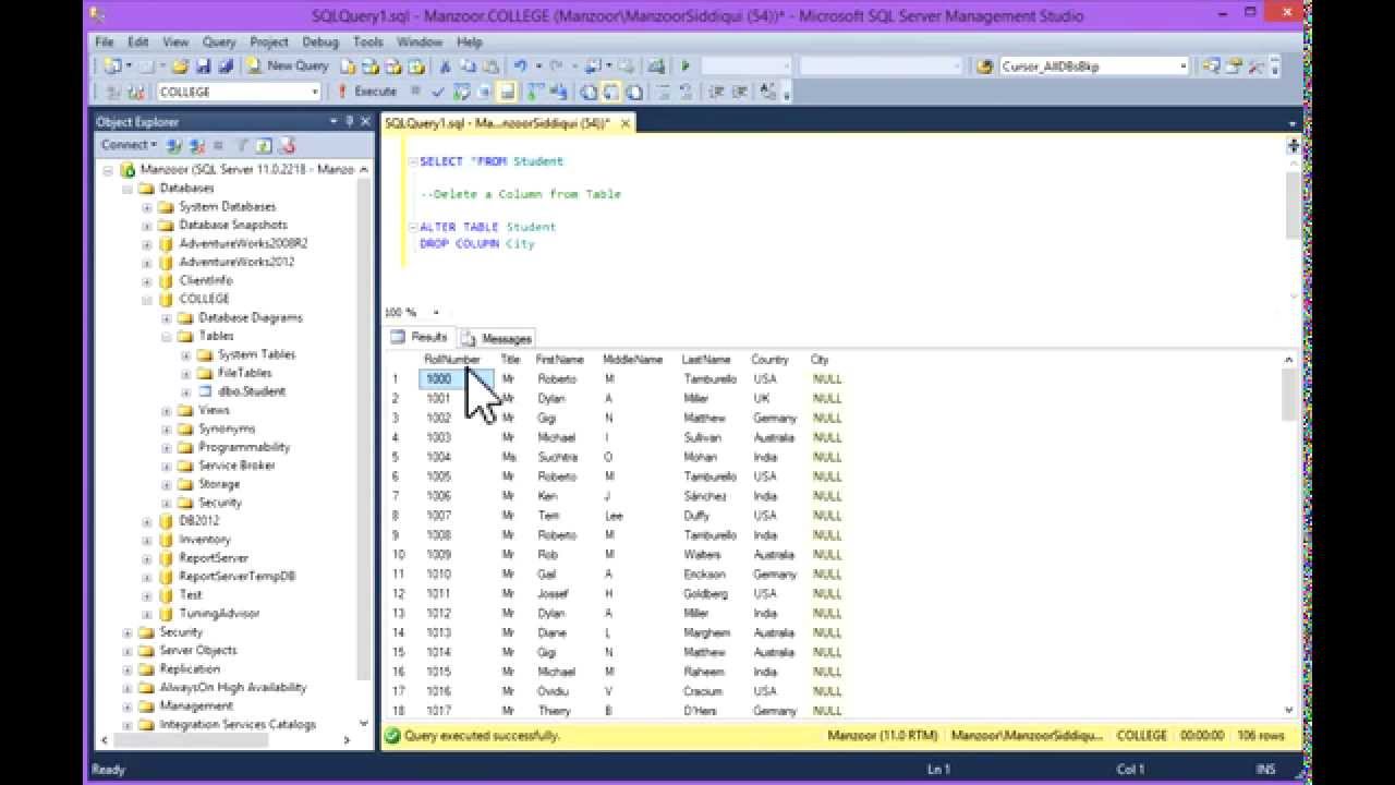 12 - SQL DROP COLUMN - Learn SQL from www.SQLServerLog.com