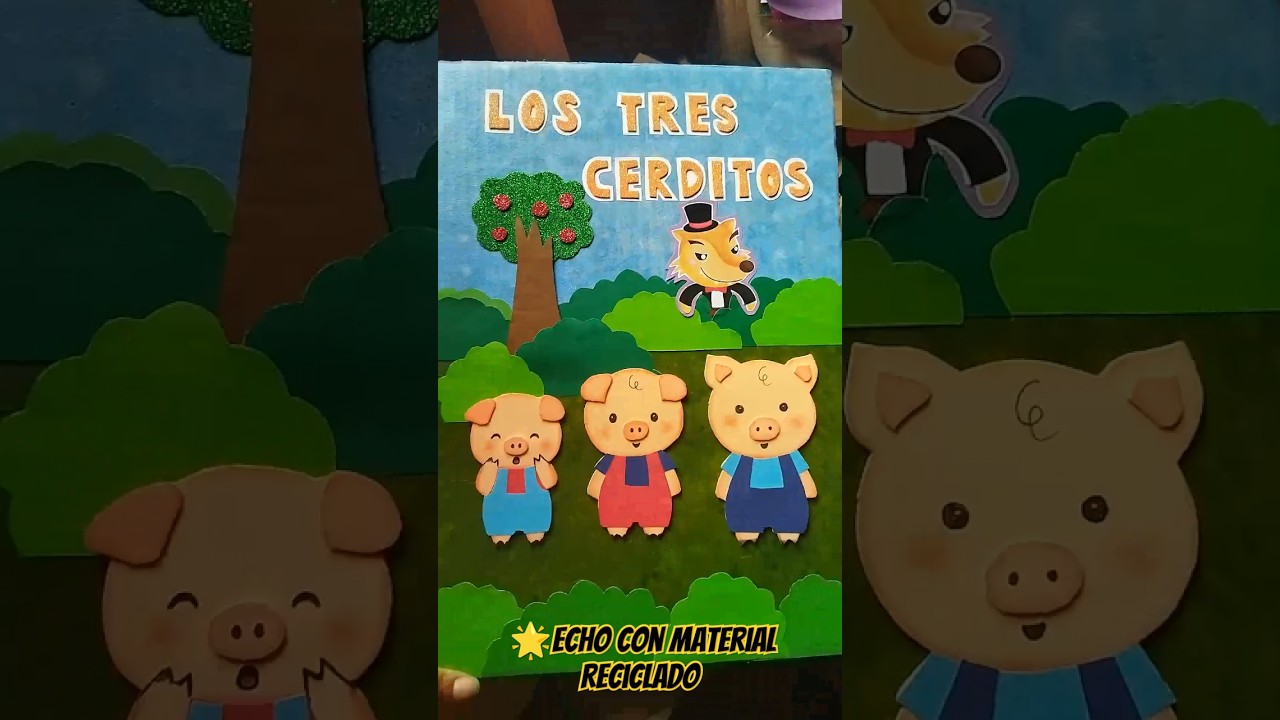 Cuentos de cartón los tres chanchitos #libro #cartoon #diy #manualidades #craft #crafts #kidcrafts