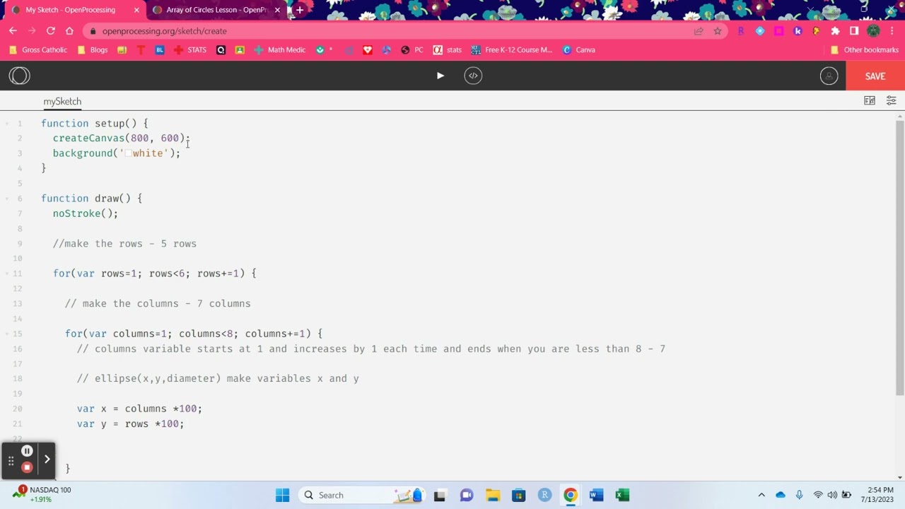 How to make an array in OpenProcessing