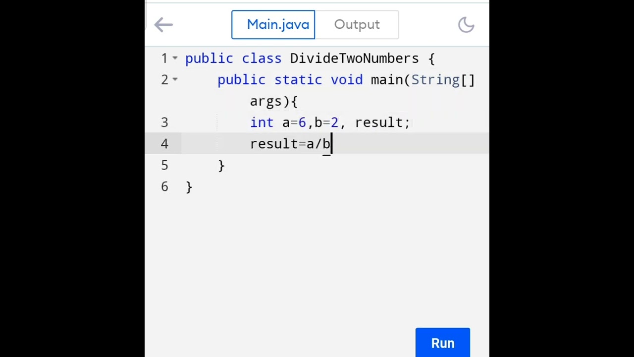 Division of two numbers using Java programming #short #shorts #Studywithraj