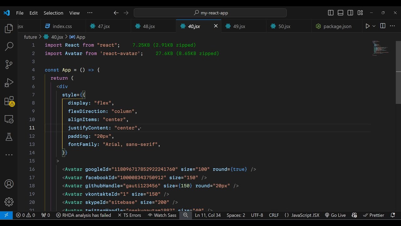 Build a React.js react-avatar Example to Show Avatar Icons of Google,FB & Twitter & Github in JSX