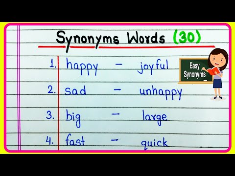Synonyms words | 30 Synonyms words in English | What is Synonym of | Common Synonym Words | Synonyms