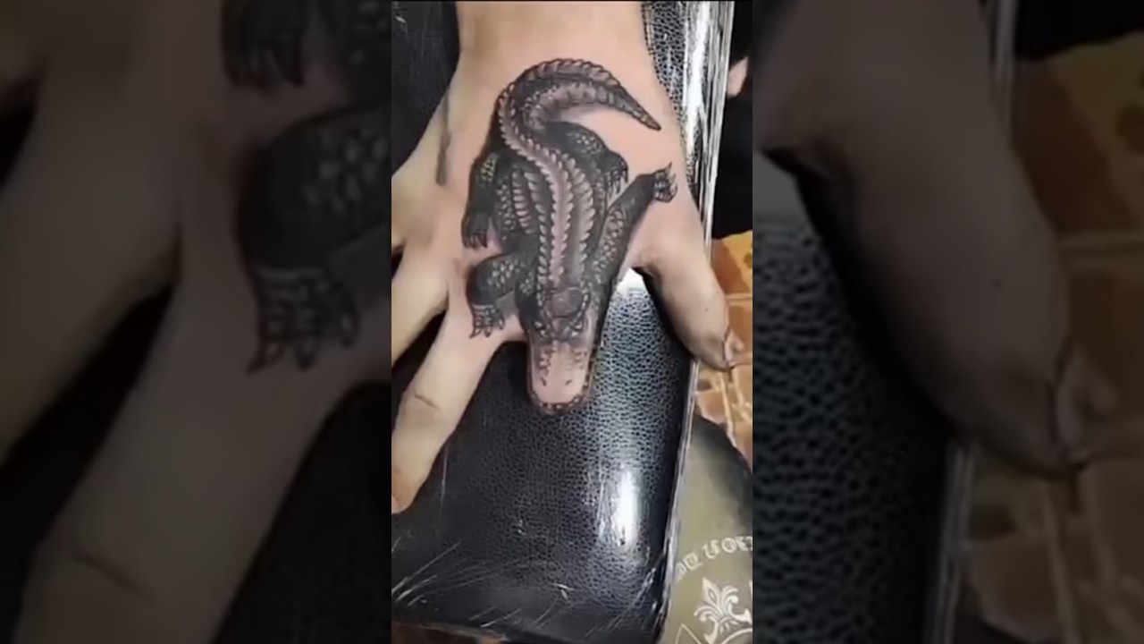 Funny Crocodile Finger Tattoo | CROCODILE #tattoo #cool #best #funny#design#new  #trending#ink #bike