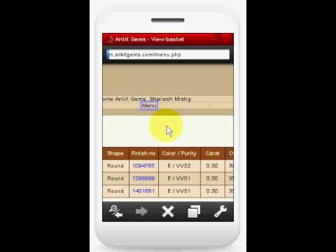 Ankit Gems mobile website - how to view basket
