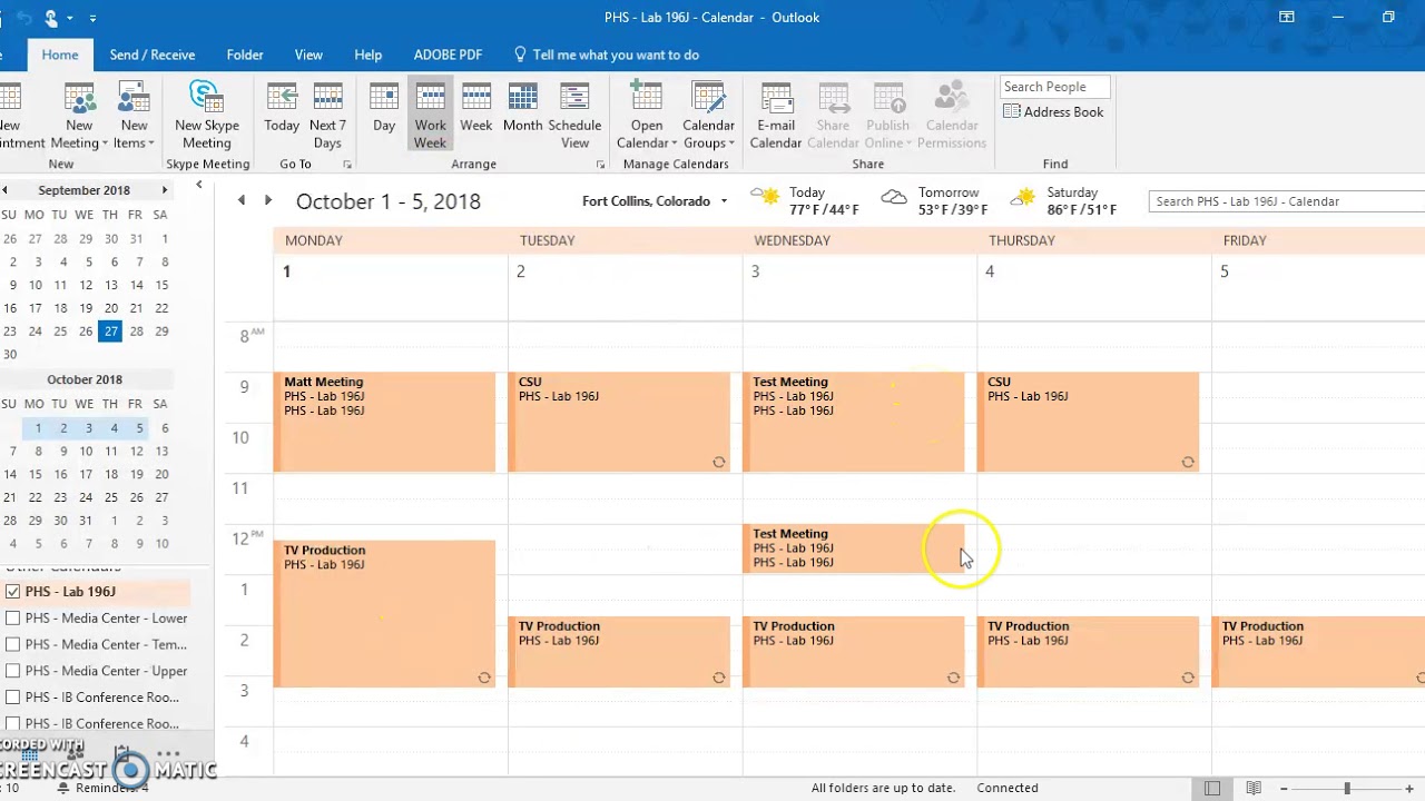 Reserving Spaces in Outlook