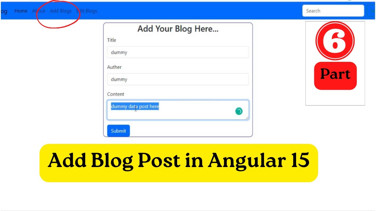 Angular 15 Blog Application from Scratch , Add blog using Post method in Angular with Testycodeiz