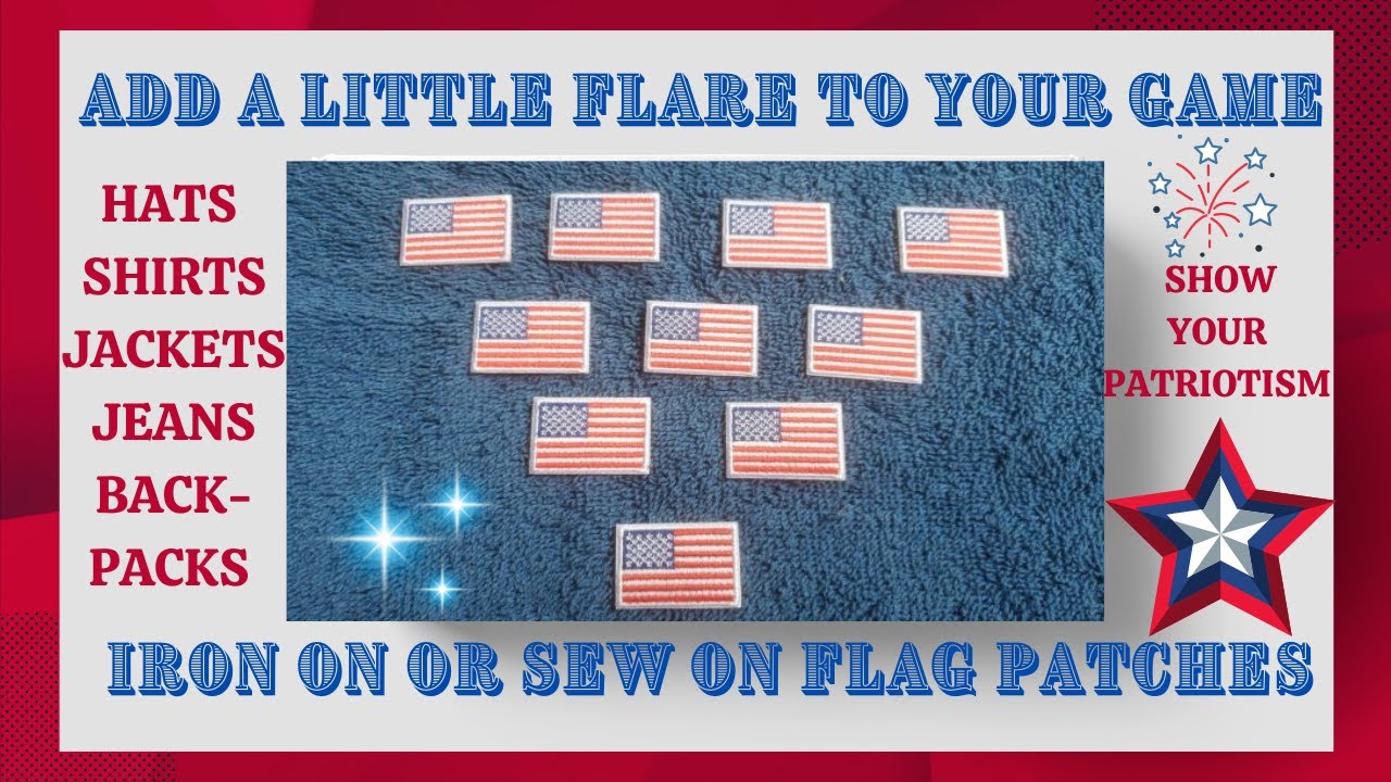 Small American Flag Patches (10-Pack) Patriotic Embroidered Iron-On US Flag Patch, Iron On, Glue On