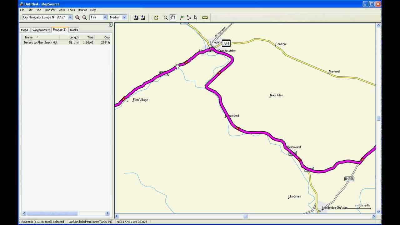 Producing a basic route using Garmin Mapsource