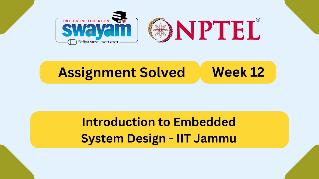 Introduction to Embedded System Design Week 10 | NPTEL ANSWERS 2026 #nptel2026 #myswayam #nptel