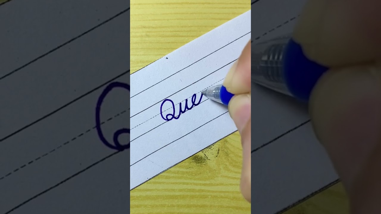 How to write “Queen” in Cursive writing | Cursive handwriting practice | Calligraphy | with Gel pen