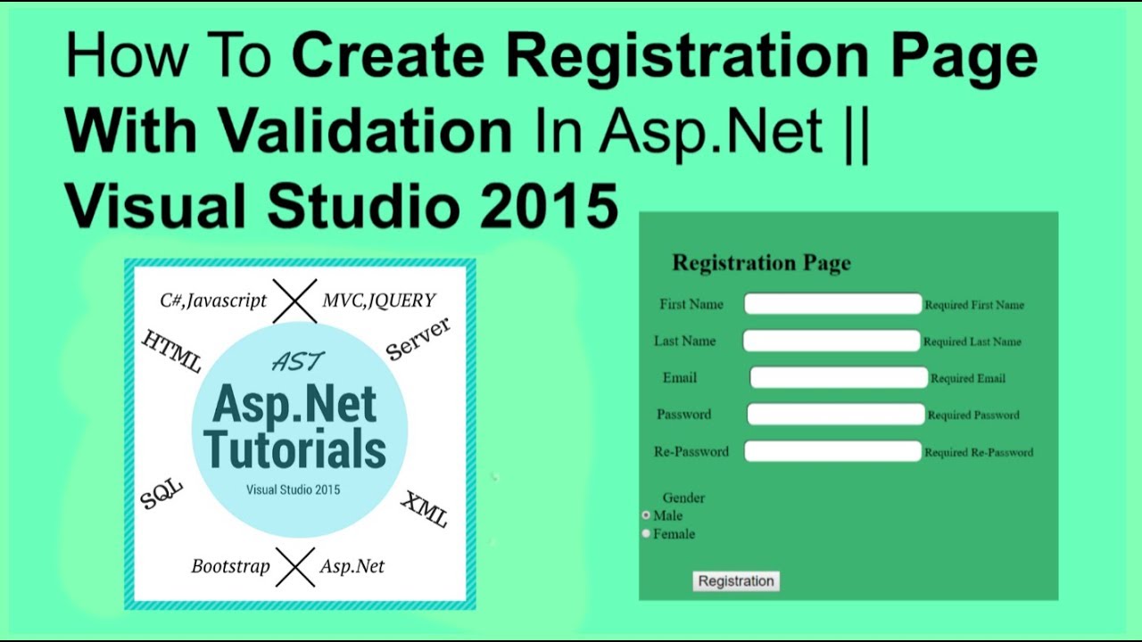 How to create registration page with validation in asp.net || visual studio 2015