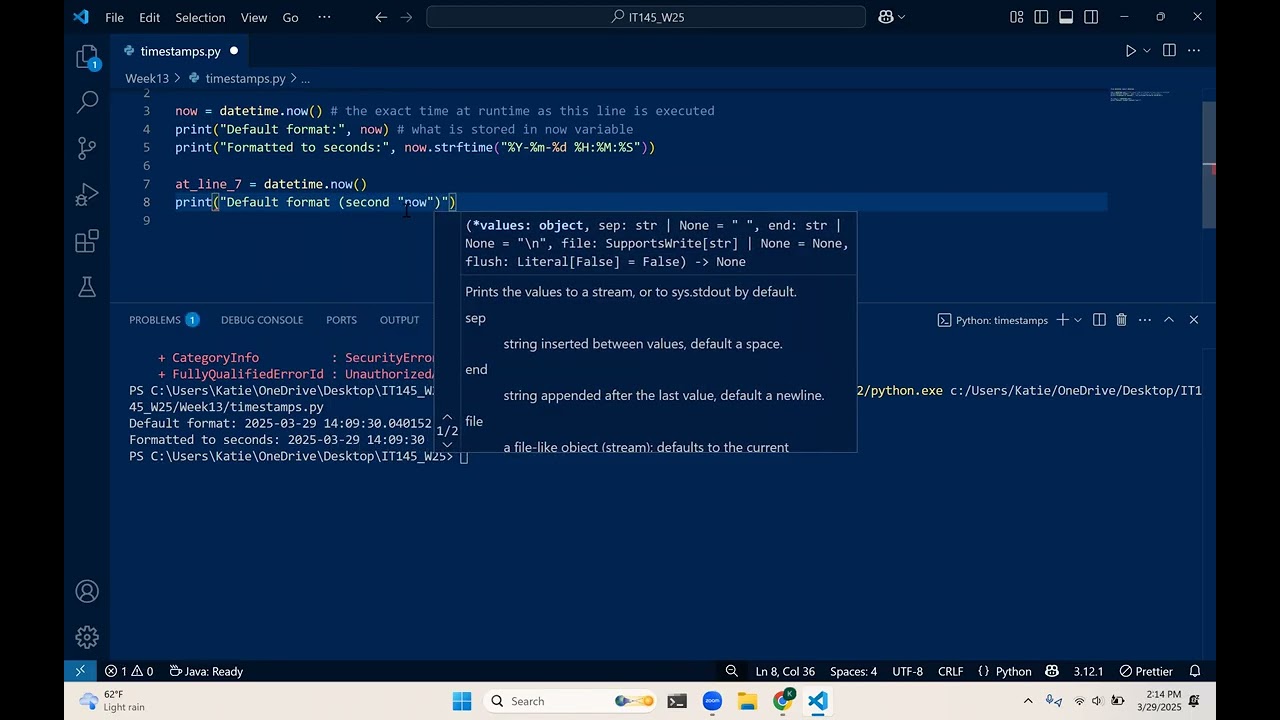 Week 13: Datetime Formatting in Python