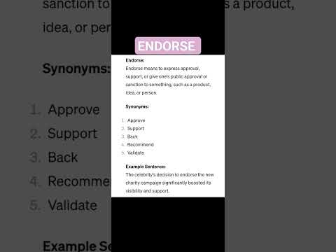 Vocabulary series,Word 42 "endorse". #endorsemeaning #englishvocabulary #IELTSvocabulary