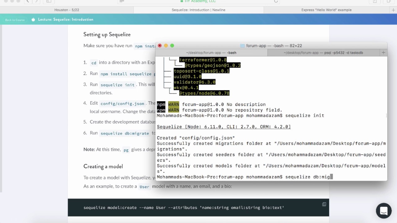 Initializing Sequelize