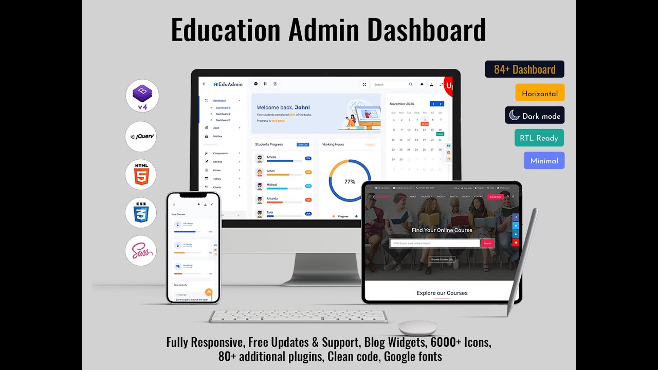 Dashboard education learning management system Bootstrap 5 UI Kit