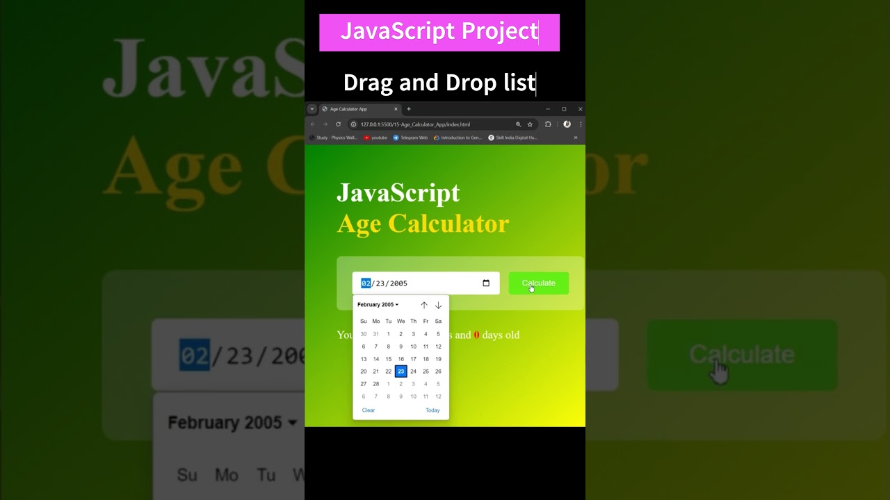Create Age Calculator using html, CSS and JS | #Day15 JavaScript Project | #coding #agecalculator