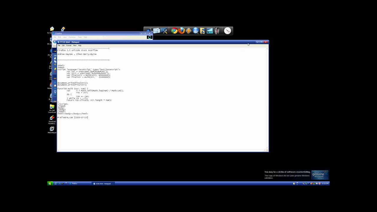 Firefox 3.5 unicode stack overflow