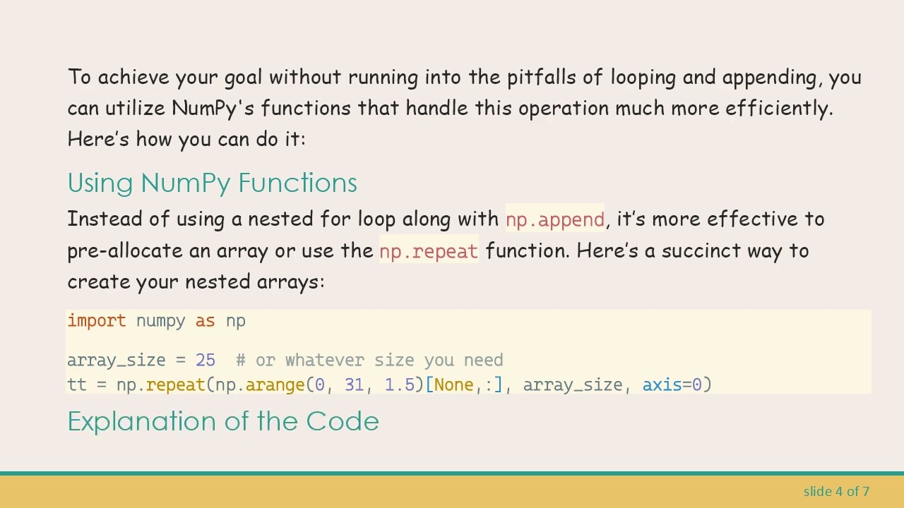 Creating Nested Numpy Arrays Efficiently Using Python