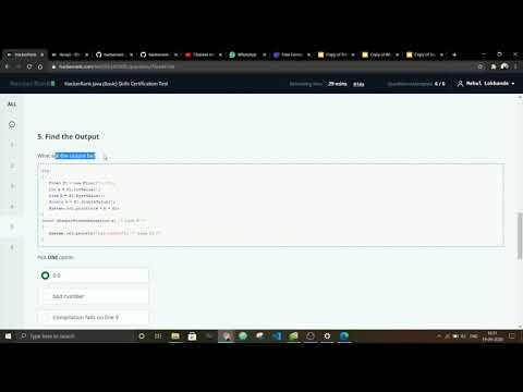 Hackerrank Java(basic) Skills Certification Solutions MCQS in JAVA
