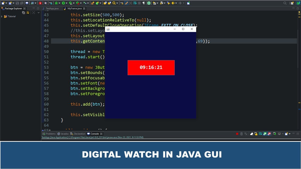 Java GUI Tutorial #70 - Digital Watch In Java GUI Swing