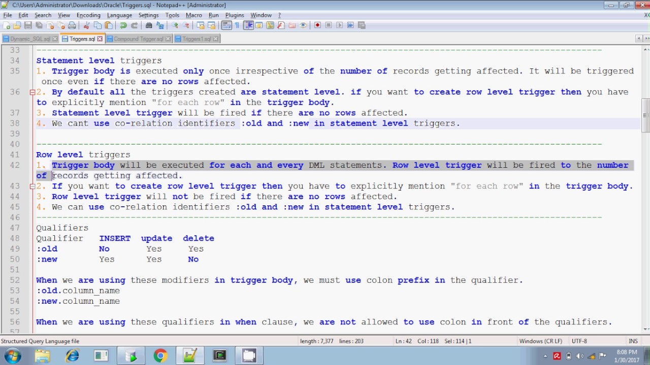Oracle Difference between Statement level and Row Level Trigger Session 3