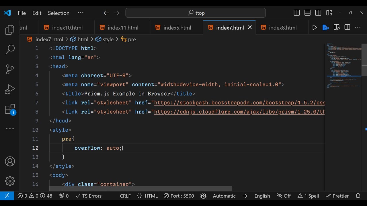 Javascript Prism.js Syntax Highlighter Example to Highlight Source Code in Browser Full Example