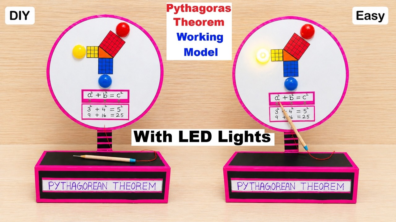 pythagoras theorem working model maths project using led lights - craftpiller - creative