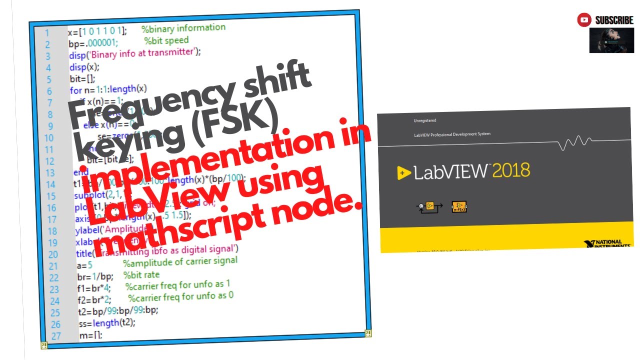 Code for FSK implementation in LABVIEW using mathscript node.
