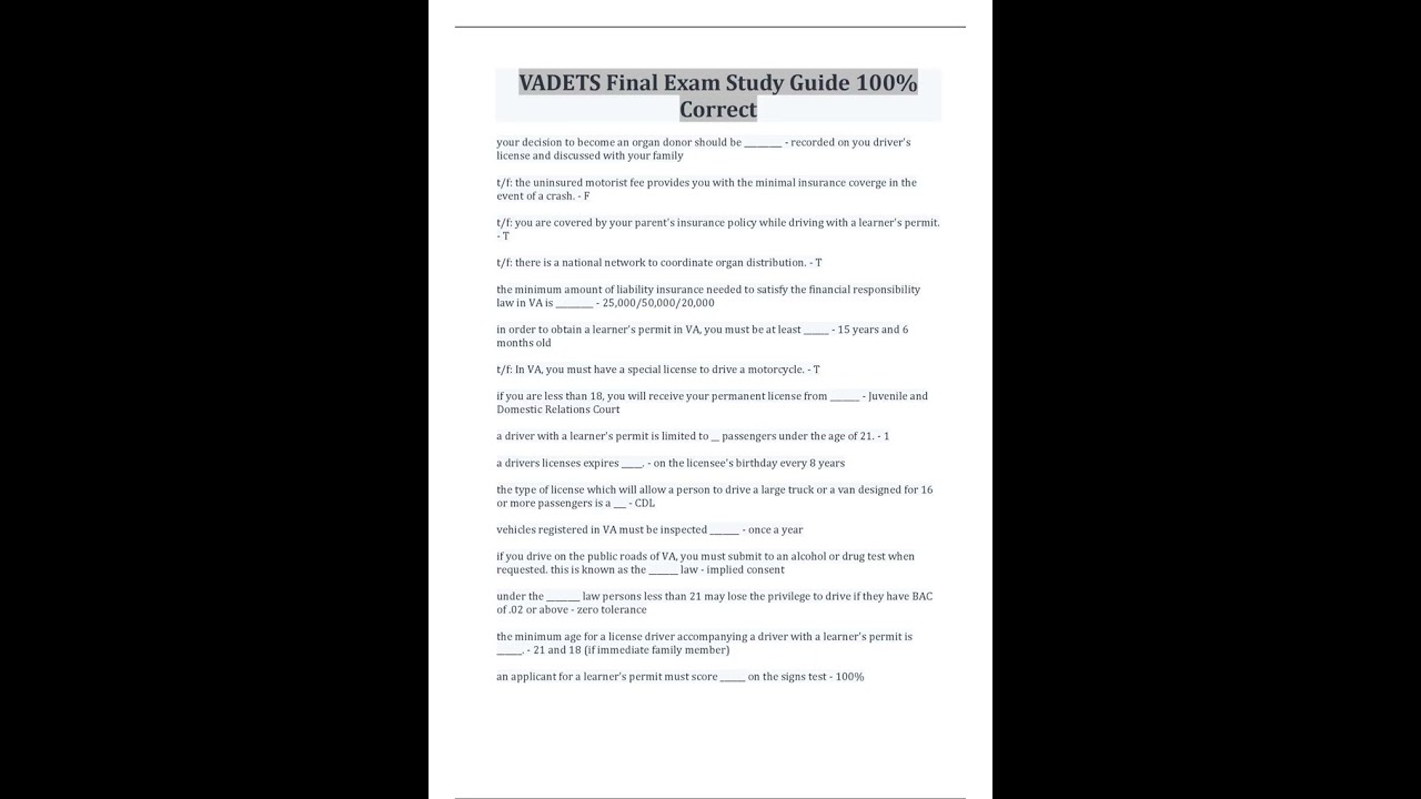 VADETS Final Exam Study Guide 100% Correct