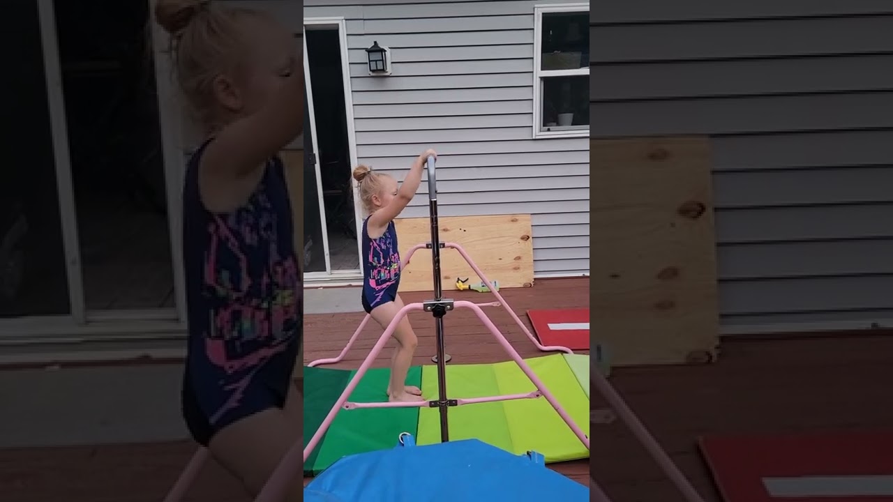 gymnastics girl  bar work at home.