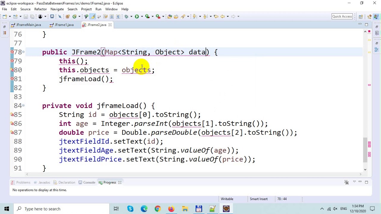 Pass Values Between JFrames in Java Swing